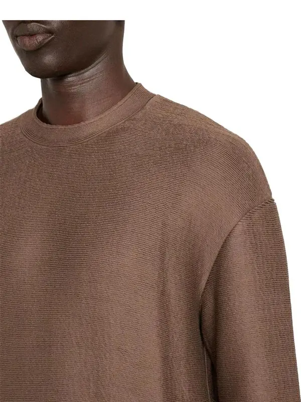 Emporio Armani Apos;s Cotton Rib-knit Crewneck Sweater - Solid Medium Brown