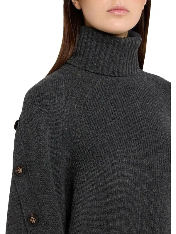 Zimmermann Valiant Buttoned Turtleneck Sweater - Graphite
