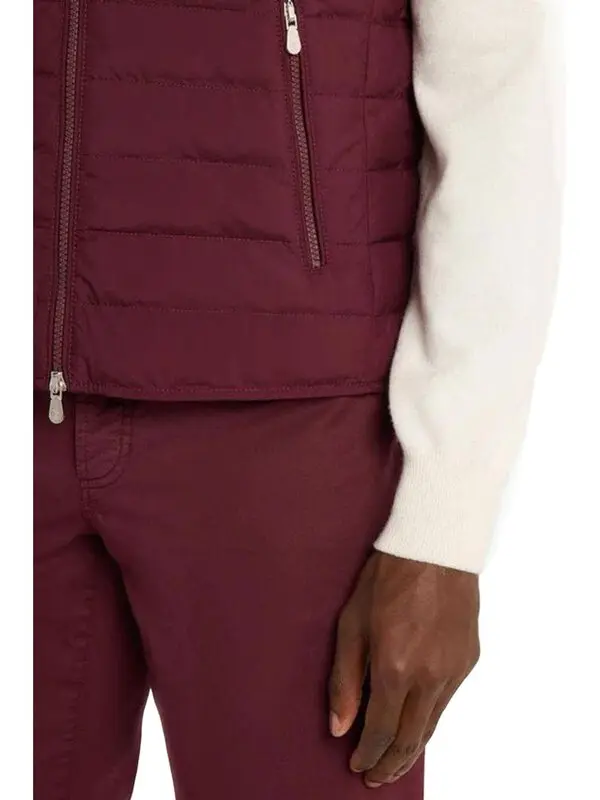 Brunello Cucinelli Apos;s Lightweight Techno Padded Down Vest - Deep Red