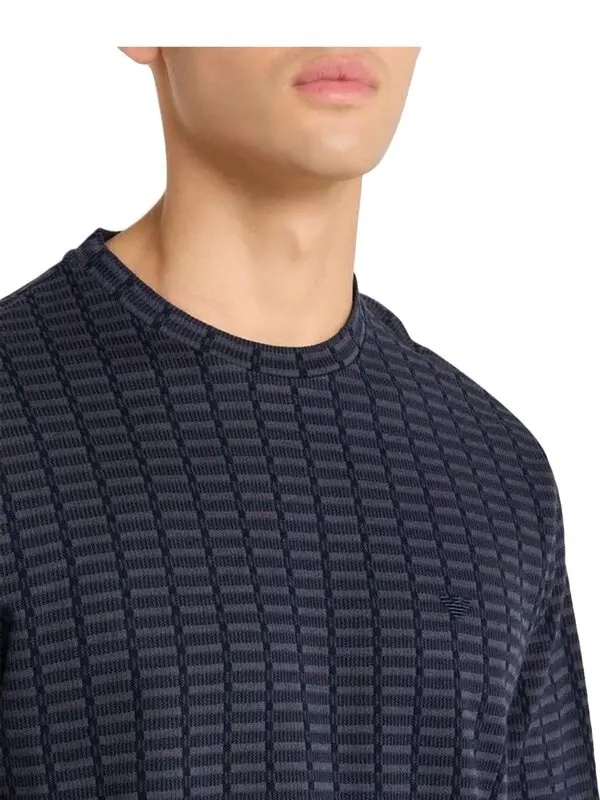 Emporio Armani Apos;s Micro-rectangle Jacquard Crewneck T-shirt - Multi