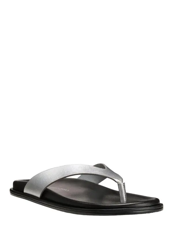 STUART WEITZMAN Mary Kate Metallic Leather Thong Sandals - Silver