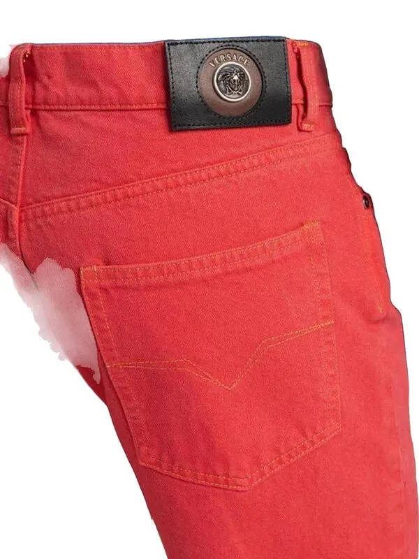 Versace Five-pocket Straight Jeans - Red