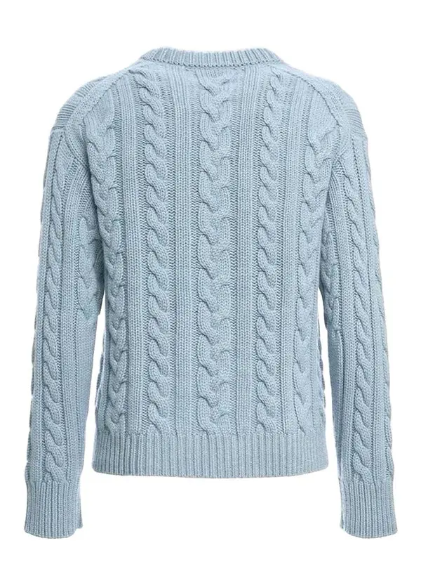 Malo Cable-knit Cashmere Crewneck Sweater - Maloblue
