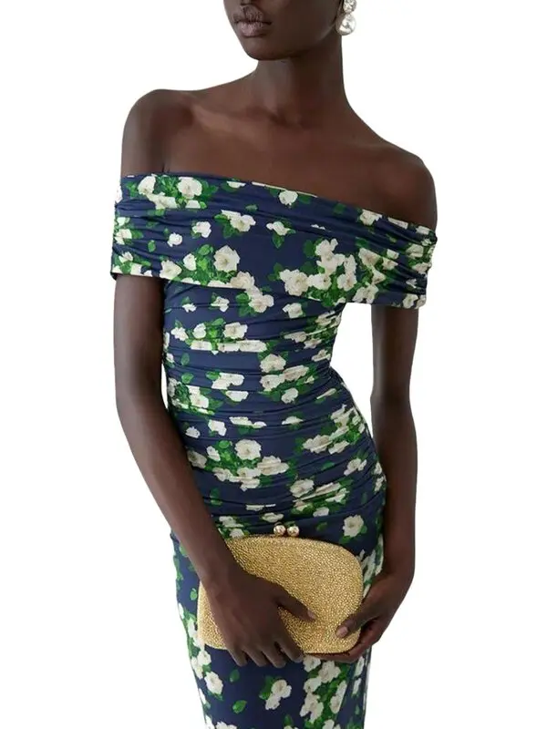 Carolina Herrera Off-the-shoulder Floral Jersey Maxi Dress - Midnight Multi