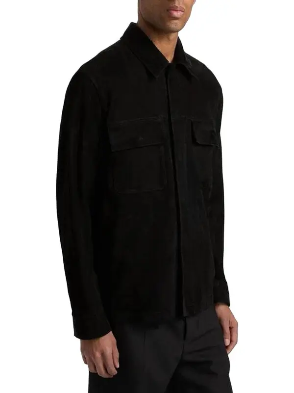 Vince Apos;s Suede Snap-front Shirt Jacket - Black