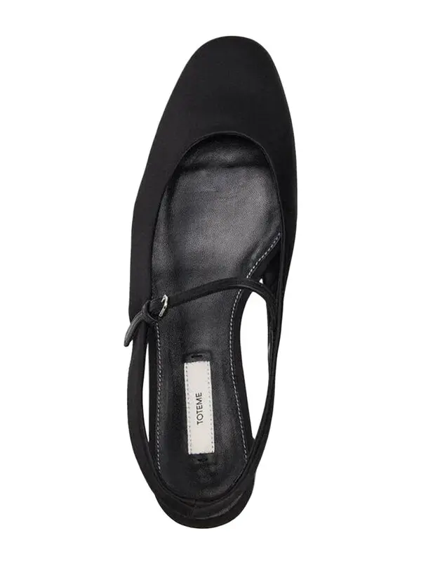 TOTEME Slingback Satin Mary Jane Flats - Black