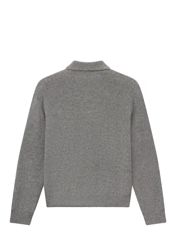 FRAME Apos;s Boiled Wool Polo Sweater - Grey