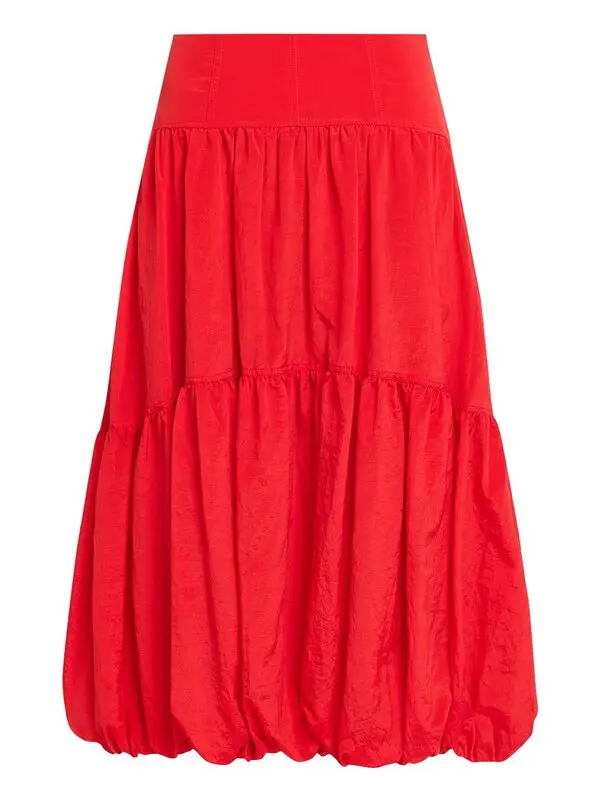 Cinq À Sept Blythe High-waist Tiered Midi Skirt - Goji Berry