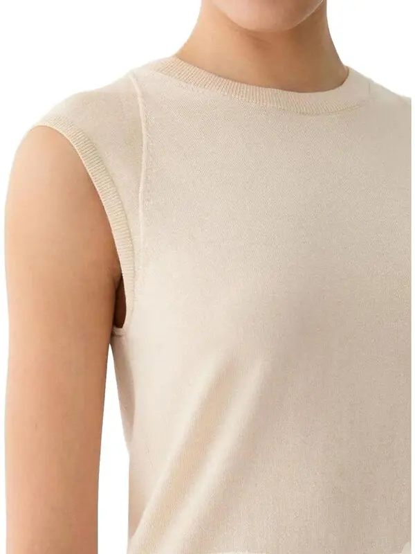 Lafayette 148 New York Crewneck Cotton-silk Shell - Raffia