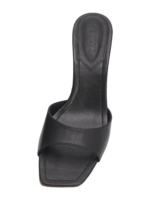Schutz 75mm Leena Leather Bamboo-heel Mules - Black