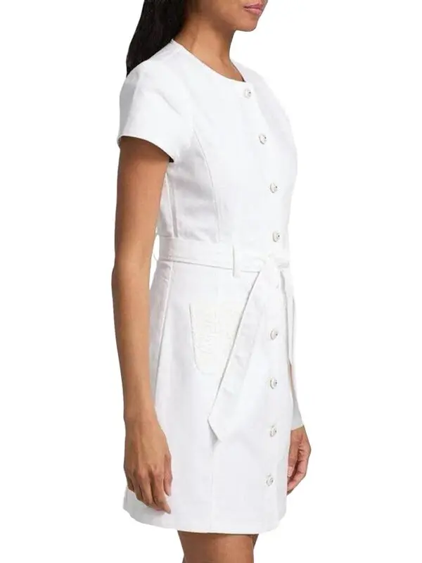 Cinq À Sept Jaclyn Lace-pocket Denim Minidress - White