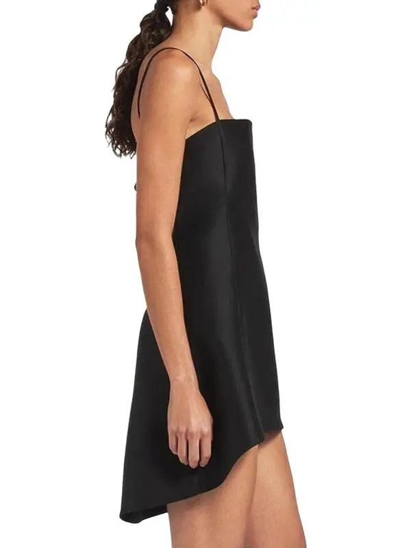 Balenciaga Square-neck High-low Mini Babydoll Dress - Black