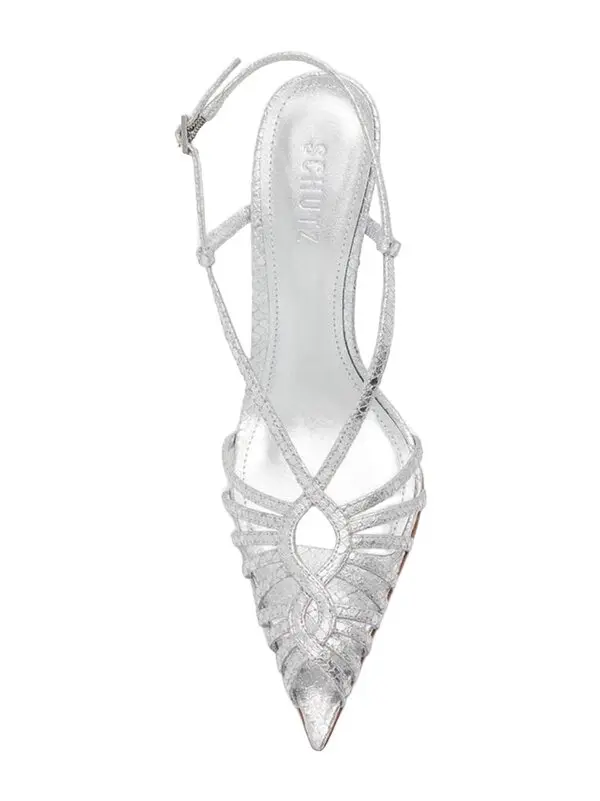 Schutz Seraphine 110mm Snakeskin-embossed Leather Peep-toe Sandals - Silver