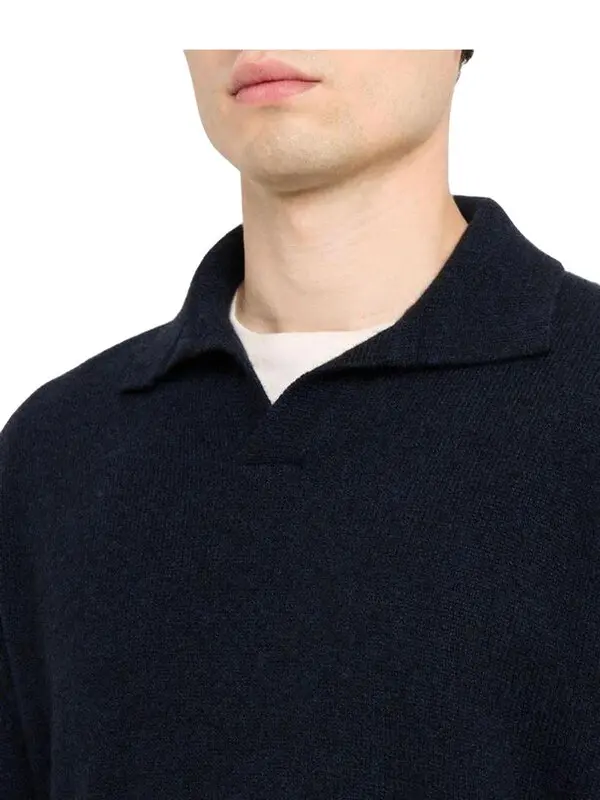 Sease Apos;s Coarsehair Cashmere Polo Shirt - Navy Blue