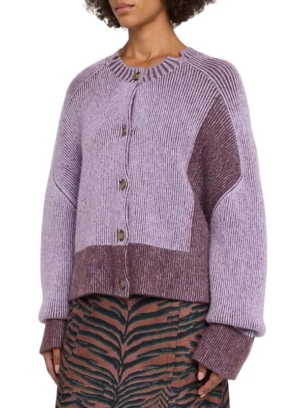 3.1 Phillip Lim Oversized Bi-color Alpaca-blend Cardigan - Orchid-esp