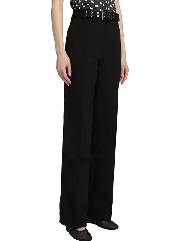 GANNI Bonded Crepe Belted Pants - Black
