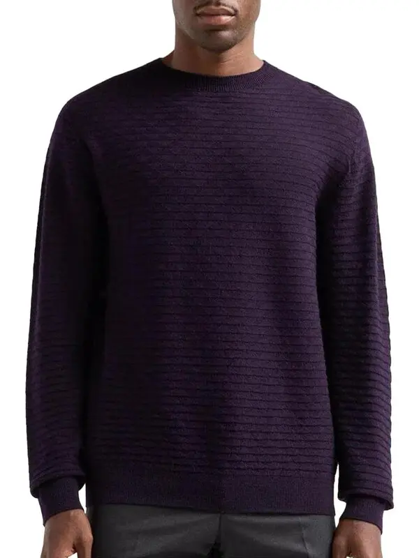 Giorgio Armani Geometric Textured Virgin Wool Crewneck Sweater - Must
