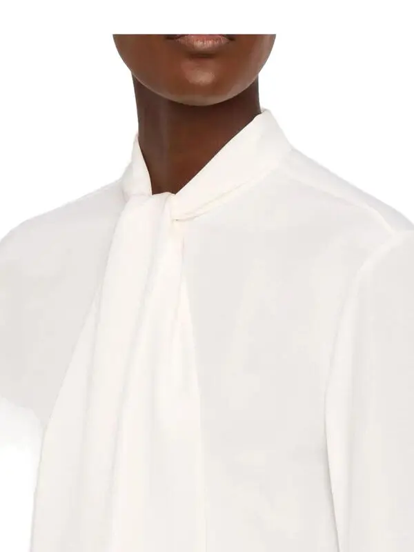 Lafayette 148 New York Tie-neck Silk Georgette Blouse - Cloud