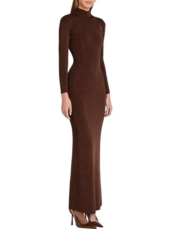 SEROYA Taelan Knit Maxi Dress - Burnt Clov