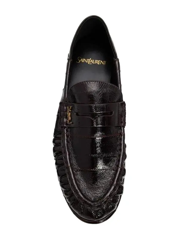 Saint Laurent Le Eel Leather Penny Loafers - Coffee