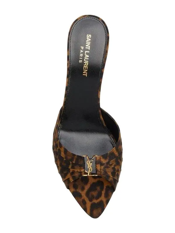 Saint Laurent 90mm Grosgrain Mule Pumps - Leopard