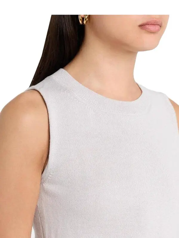 Oscar De La Renta Wool Knit Cropped Twinset Tank Top - Grey