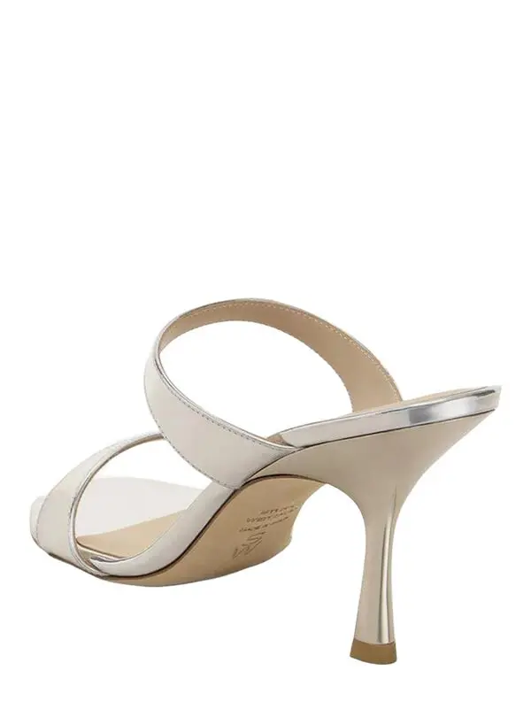 STUART WEITZMAN Nudist Metallic Leather Slide Sandals - Silver