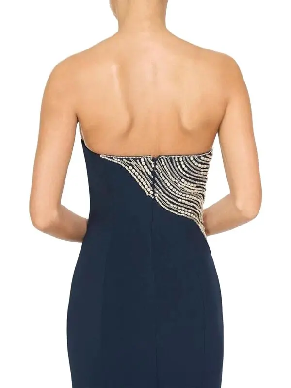Jenny Packham Soyala Wave Beaded Strapless Gown - Ink