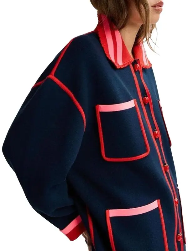 Essentiel Antwerp Kokorico Knitted Shirt Jacket - Navy