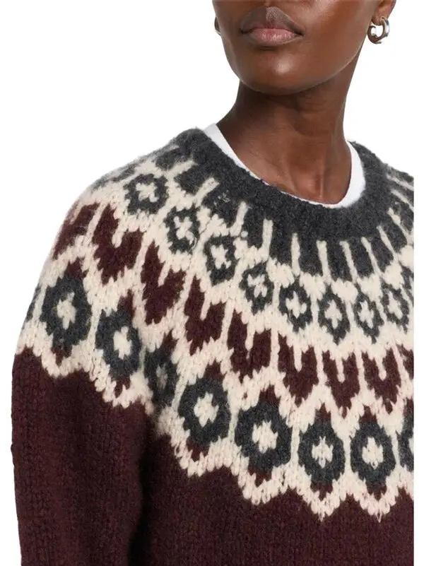 NILI LOTAN Isaline Fair Isle Cashmere Sweater - Burgundy