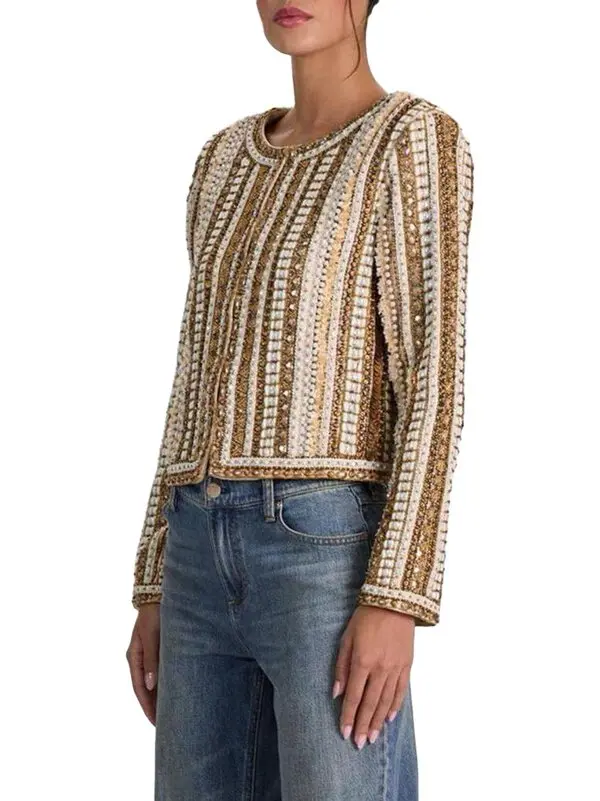 Alice + Olivia Kidman Embellished Jacket - Oat/multi