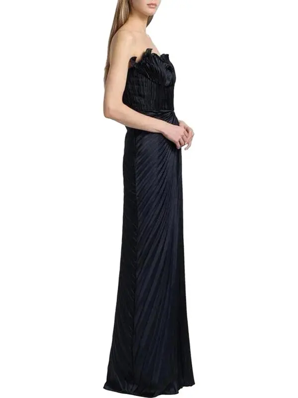 AMUR Kaylani Pleated Gown - Navy
