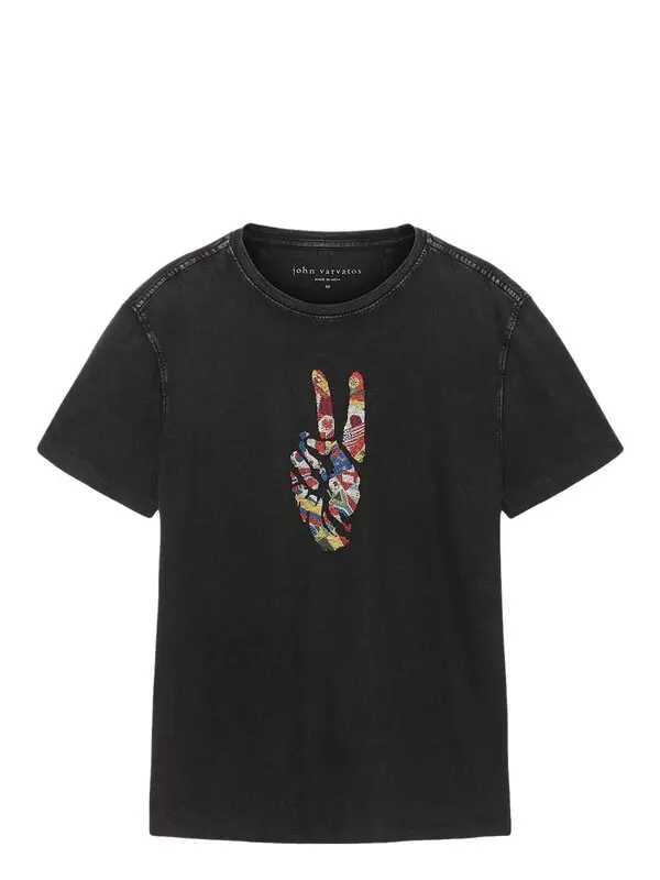 John Varvatos Apos;s Peace Sign Crewneck T-shirt - Black