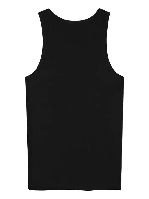 Versace Logo Rib-knit Cotton Tank - Black