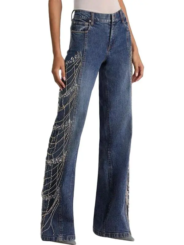Alice + Olivia Roxie Low-rise Embellished Jeans - Brooklyn B