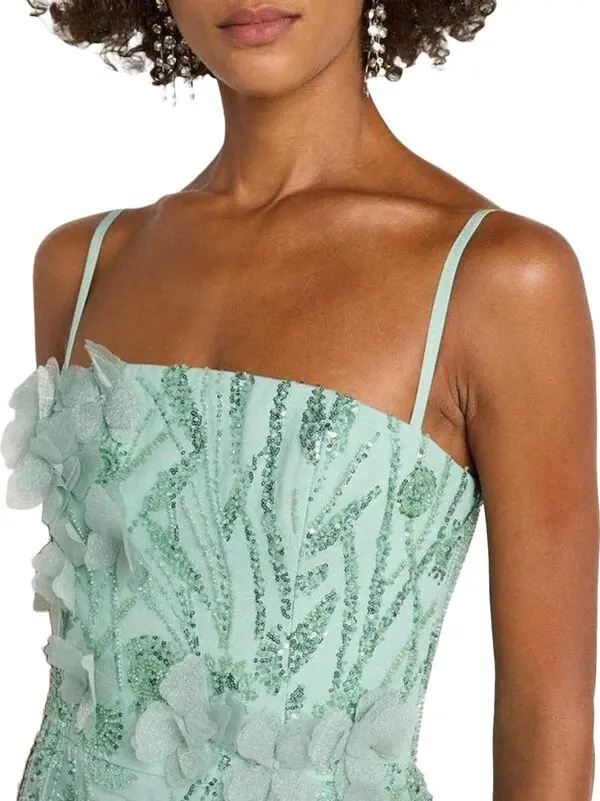 HELSI Lily Floral Beaded Fit & Flare Midi Dress - Sage