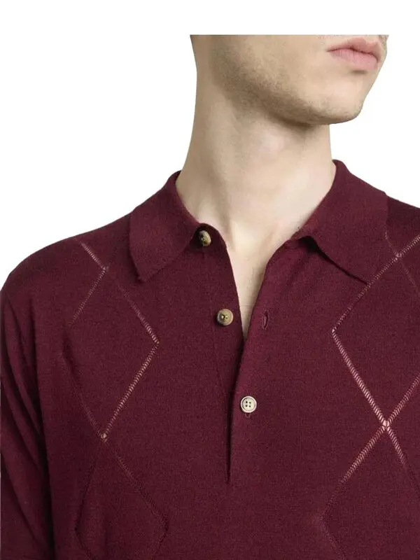 Dries Van Noten Apos;s Cotton Argyle Wool Polo - Wine