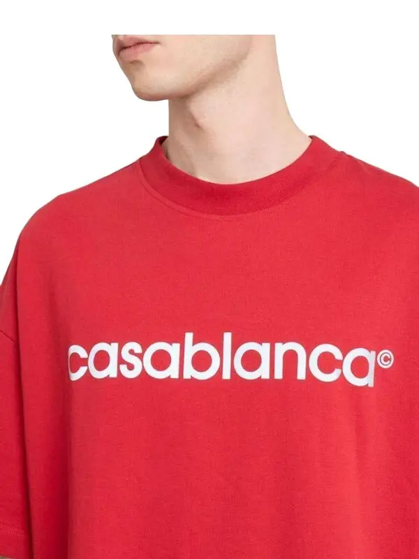 Casablanca Apos;s Reflective Logo Oversized-fit Crewneck T-shirt - Red