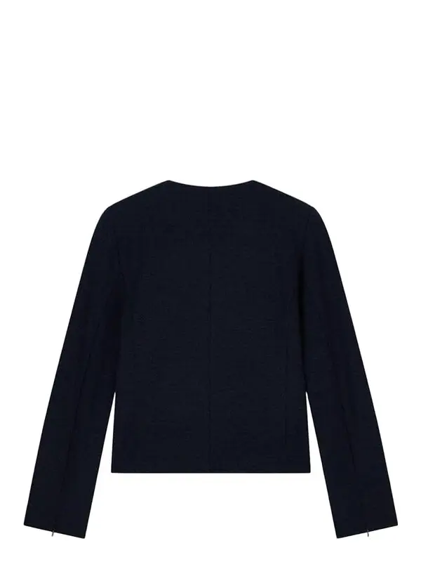 Emporio Armani Zip-front Embossed Jersey Jacket - Navy