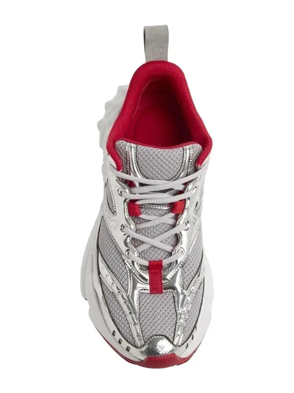 CHRISTIAN LOUBOUTIN So Flo Mesh & Metallic Leather Runner Sneakers - Silver