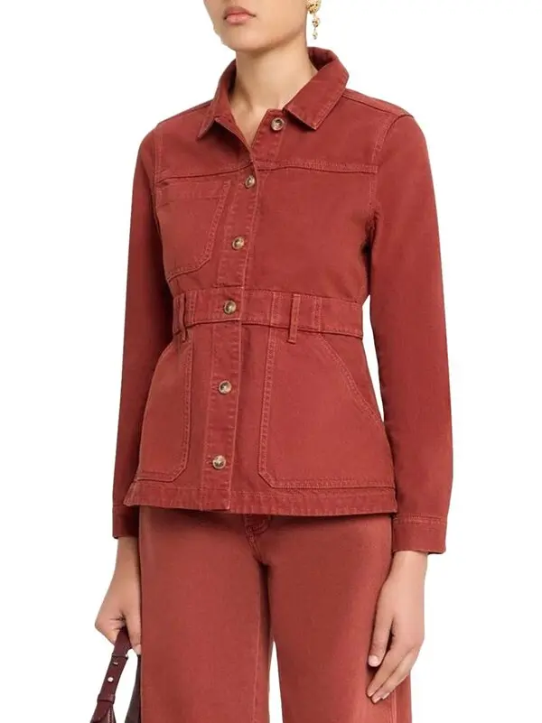 Veronica Beard Anzu Twill Utility Jacket - Rust