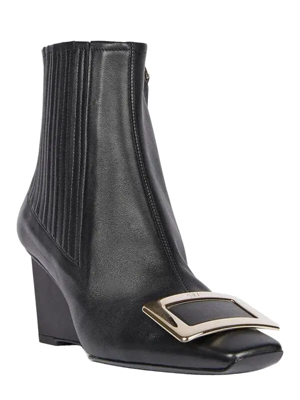 ROGER VIVIER Belle Vivier 60mm Leather Wedge-heel Ankle Boots - Nero