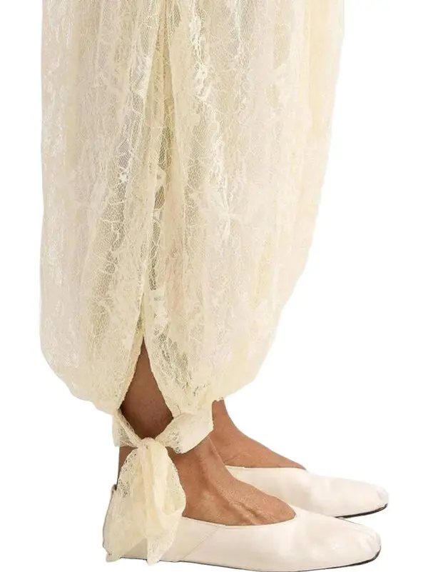 Hemant & Nandita Floral Lace Parachute Pants - Eggshell