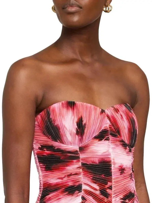 AS IT MAY Monique Floral Plissè Column Gown - Pink Multi