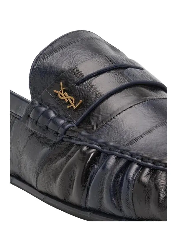 Saint Laurent Apos;s Hagfish Leather Foldable Penny Loafers - Navy