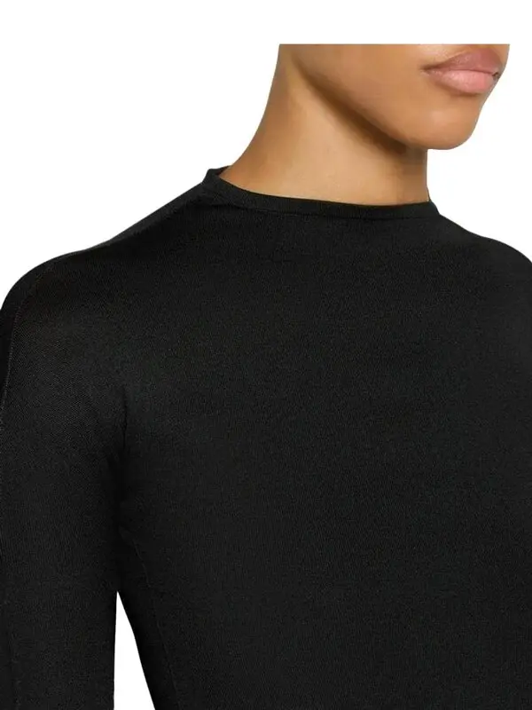 Alaïa Semi-sheer Mock-neck Bodysuit - Noir