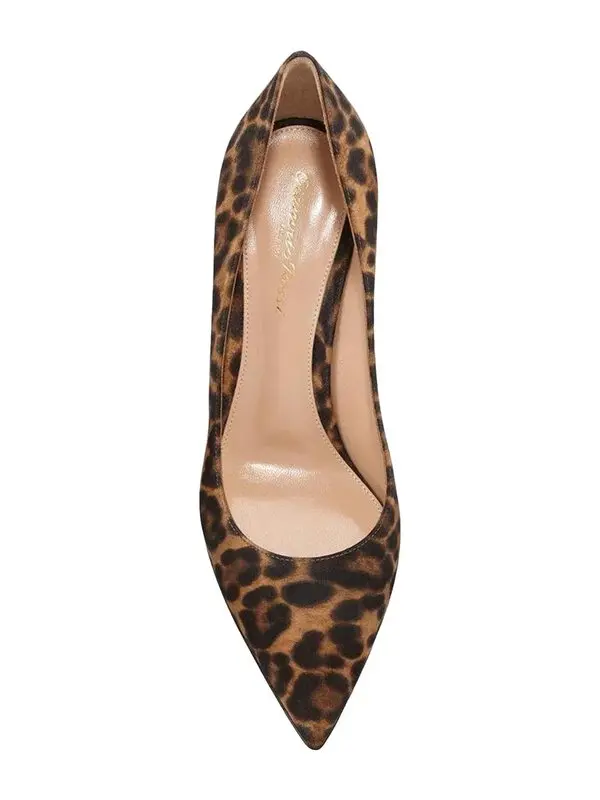 GIANVITO ROSSI 85mm Suede Pointed-toe Pumps - Leopard