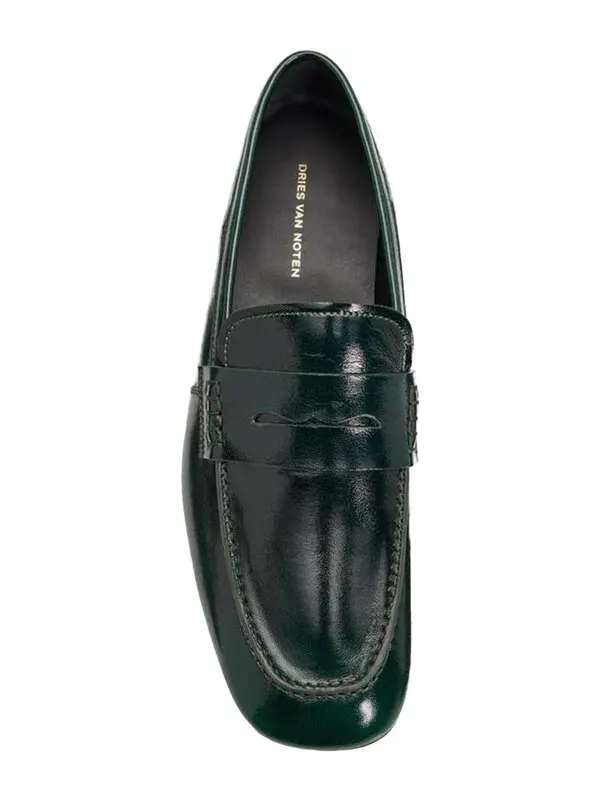 Dries Van Noten Leather Penny Loafers - Emerald