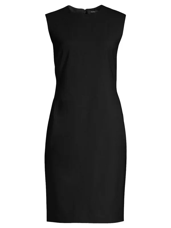 Theory Round Neck Stretch-wool A-line Mini Dress - Blk