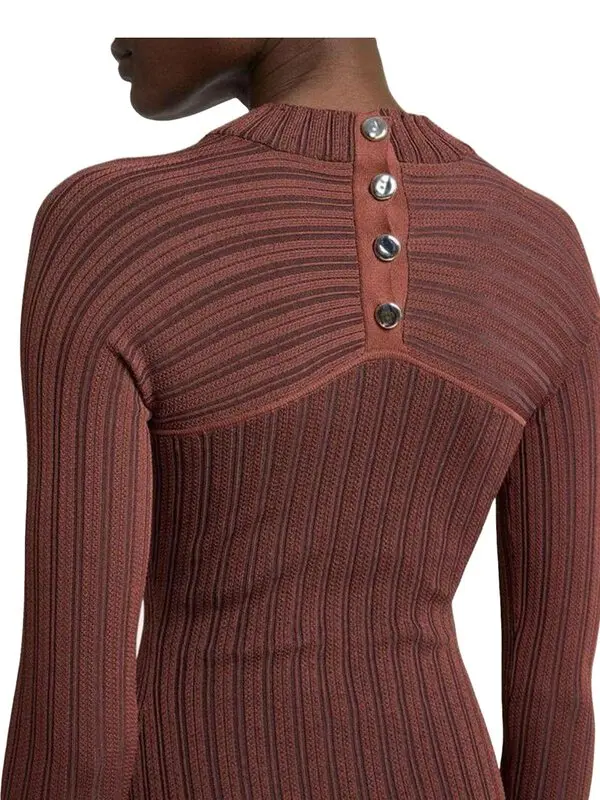 Proenza Schouler Roux Long-sleeve Silk-blend Rib Midi Dress - Copper